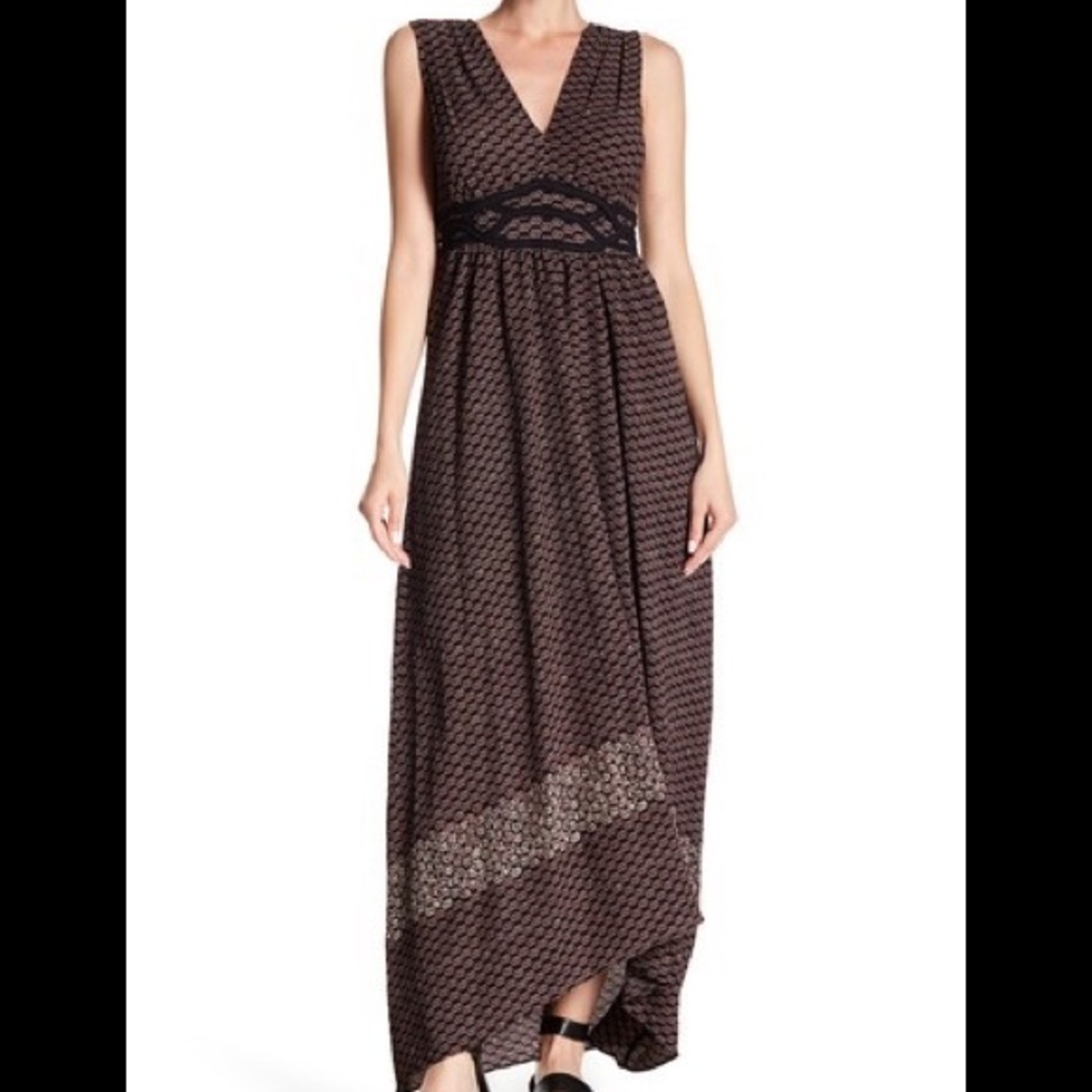 Max Studio Empire Maxi Dress Purple Black X Small - Gem